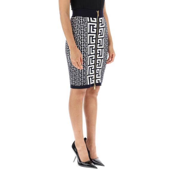 Balmain | Skirts | Balmain Pencil Skirt In Monogram Knit | Poshmark
